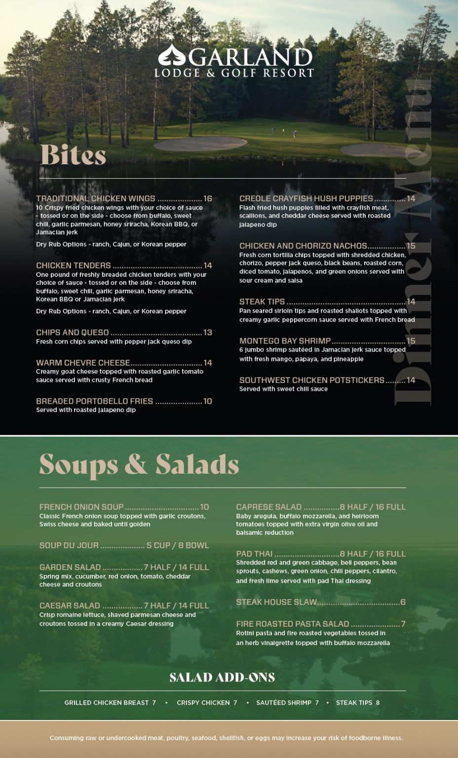 Menus - Garland Lodge & Golf Resort