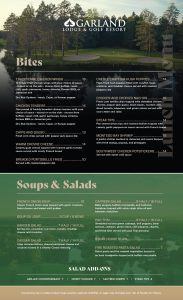 Menus - Garland Lodge & Golf Resort